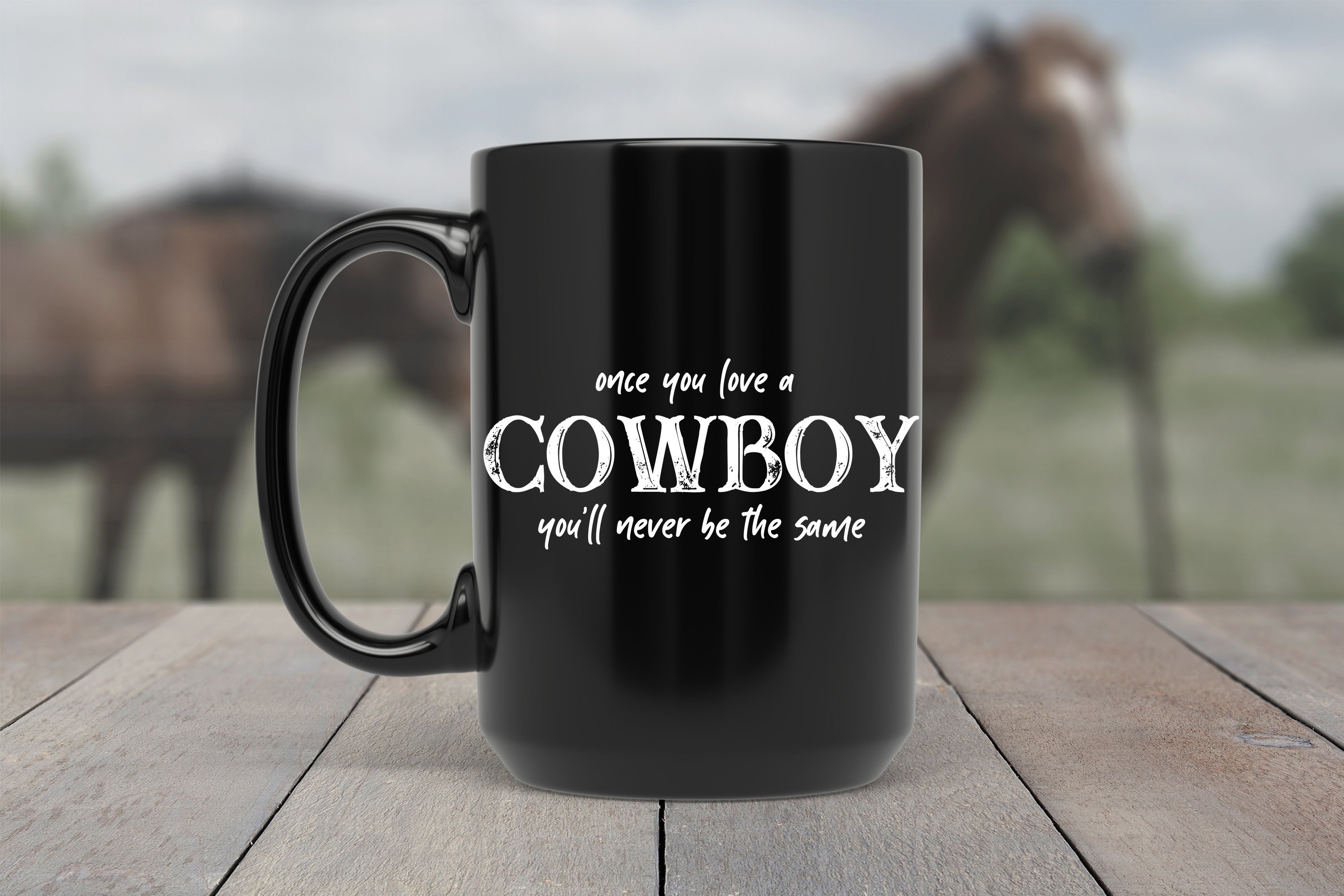 Cowboy Horse Mug• love a Cowboy Coffee Cup • Horse Design Mug • Western ...