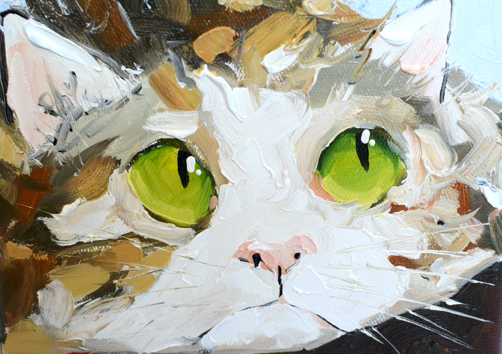 Art & Collectibles Cat Painting Animal Art Impasto Painting 8 by 8 by ...
