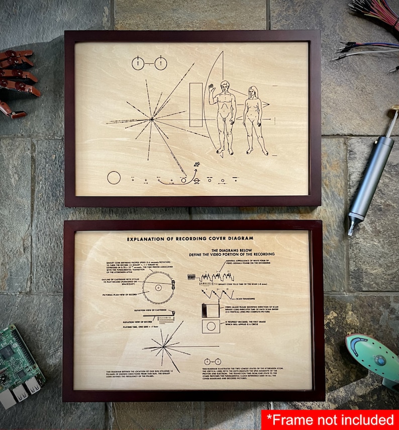 Voyager Pioneer & Golden Record Diagram Explanation Laser Engraving Set ...