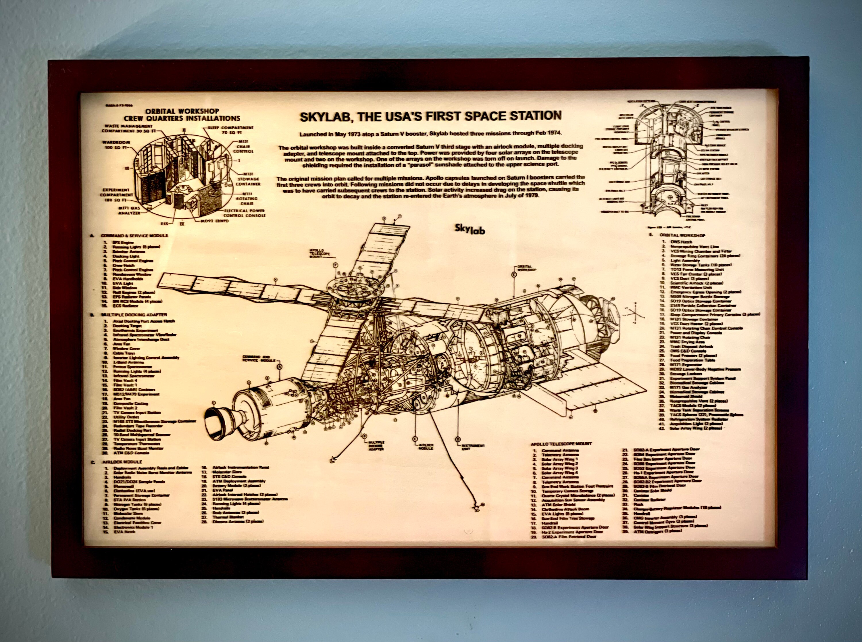 NASA Skylab, Usa's First Space Station - Laser Engraving on Wood for ...
