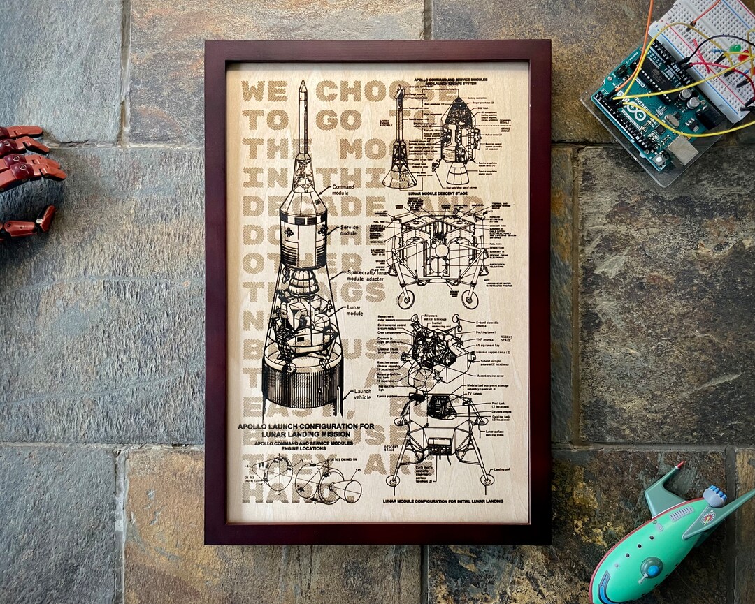 Apollo 11 Schematics Laser Engraved on Basswood - Great Gift for Space ...