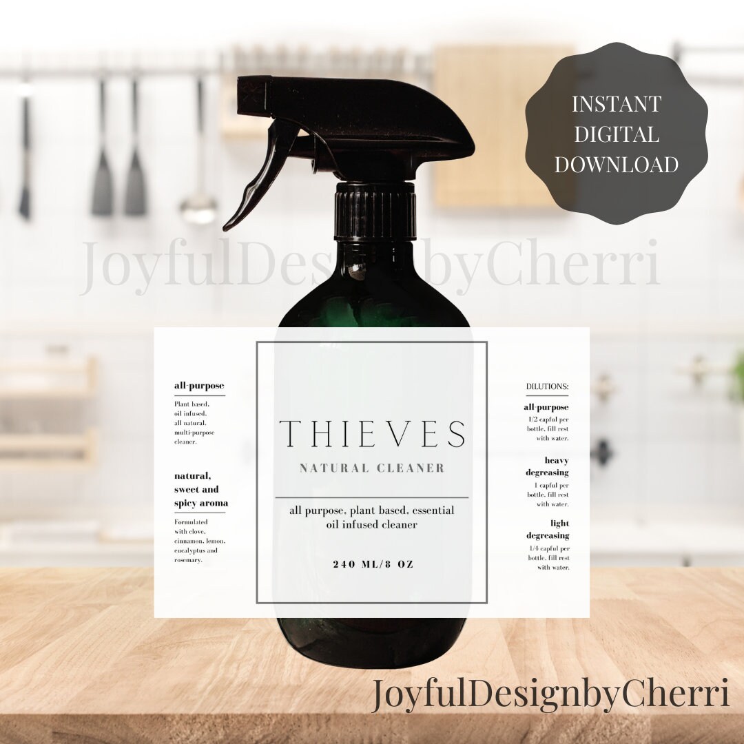 Thieves Cleaner Label - Clean, Modern, Simple Design - Printable ...