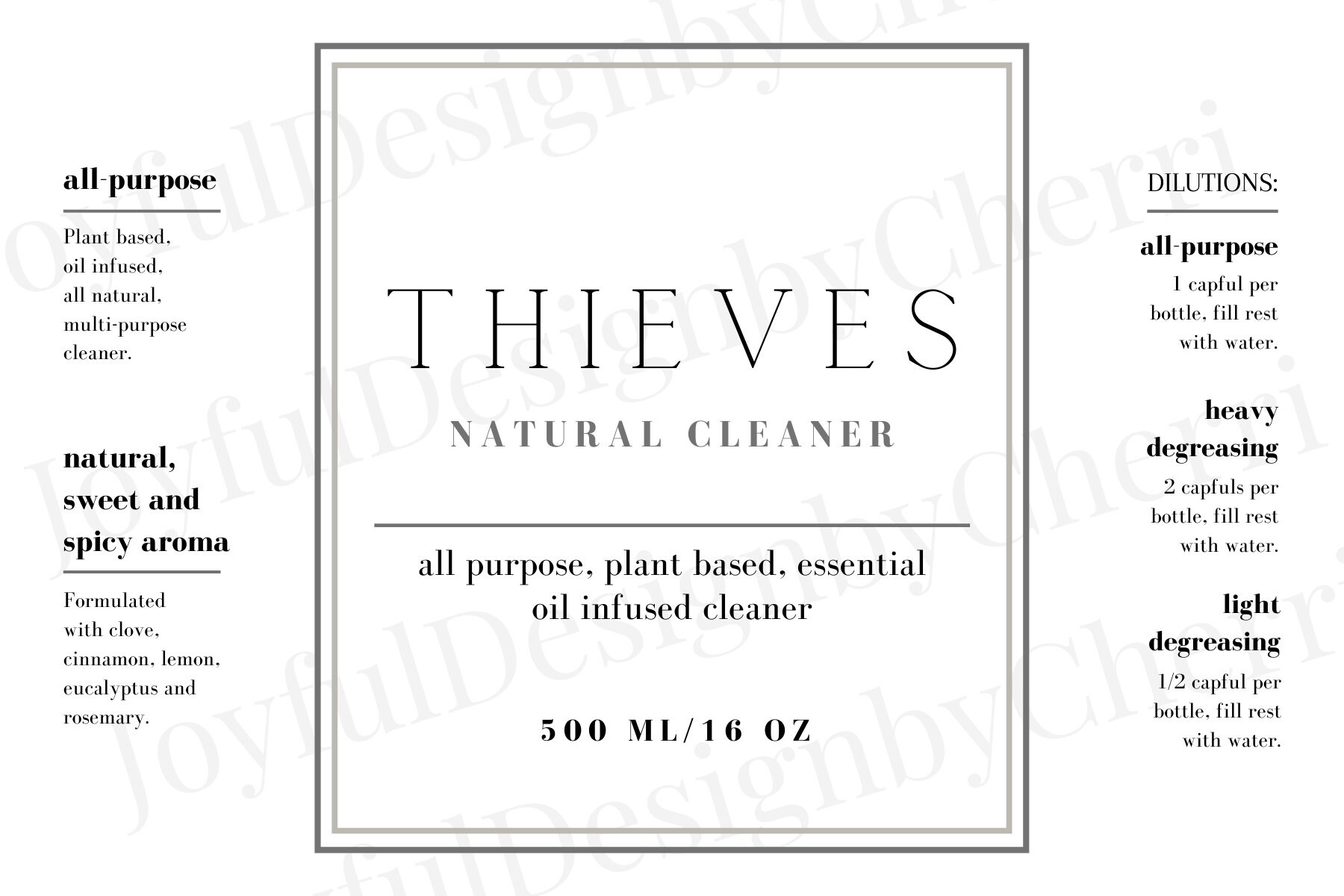 Thieves Cleaner Label - Clean, Modern, Simple Design - Printable ...
