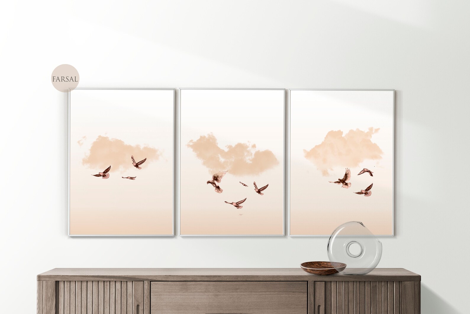 3 Bird Printable Art, Rose Gold Birds Wall Art Print, Flock of Birds ...