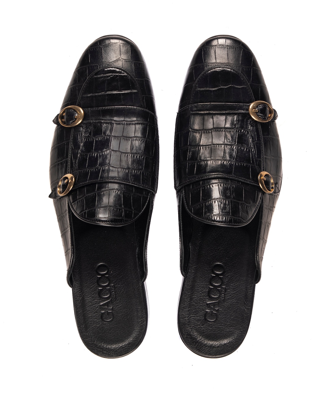 Gacco Double Buckle Leather Slippers - Etsy