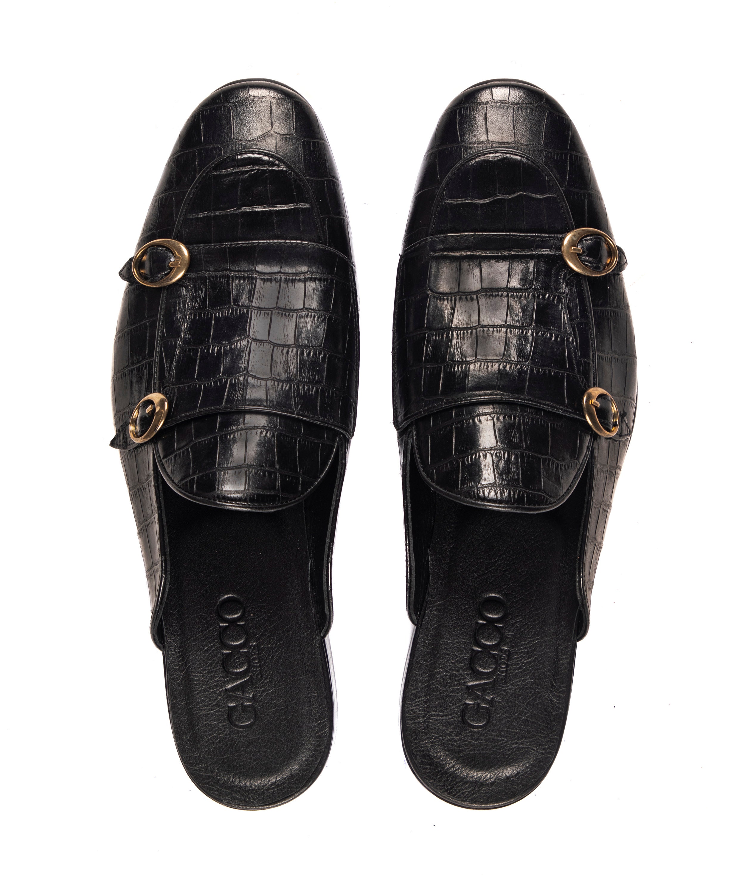 Gacco Double Buckle Leather Slippers - Etsy