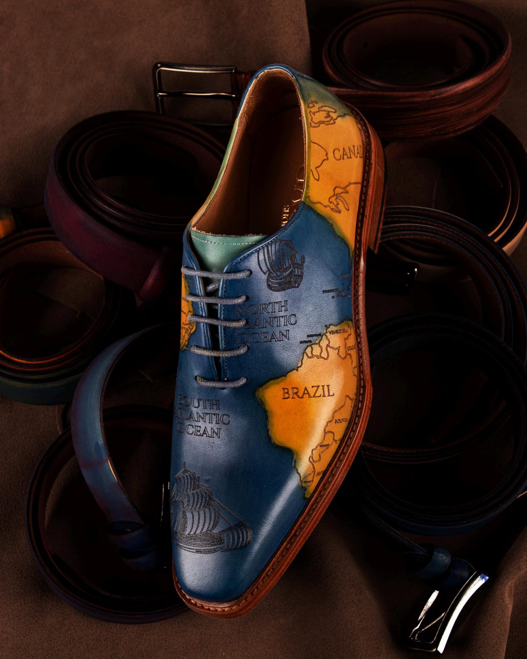 Hand-painted World Map Shoes | Leather Oxfords | Made to Order | Custom ...