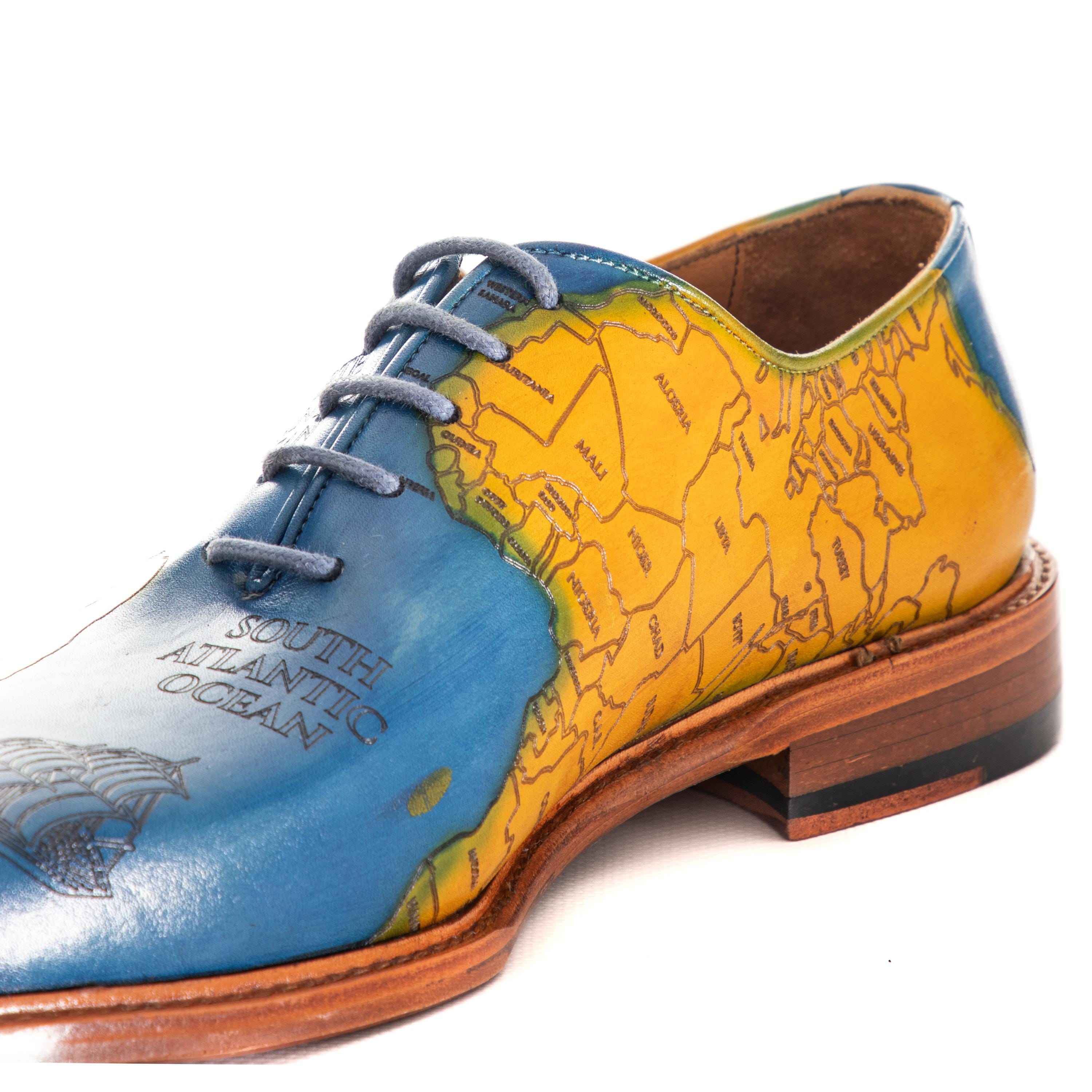 Hand-painted World Map Shoes | Leather Oxfords | Made to Order | Custom ...