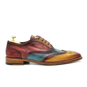 Handmade Patina Leather Dress Shoes: Mixed Color Turkish Oxfords - Etsy
