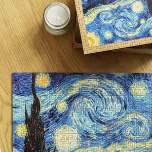 The Starry Night Art Maze Puzzle, Jigsaw Wooden Puzzle, Famous Painting ...