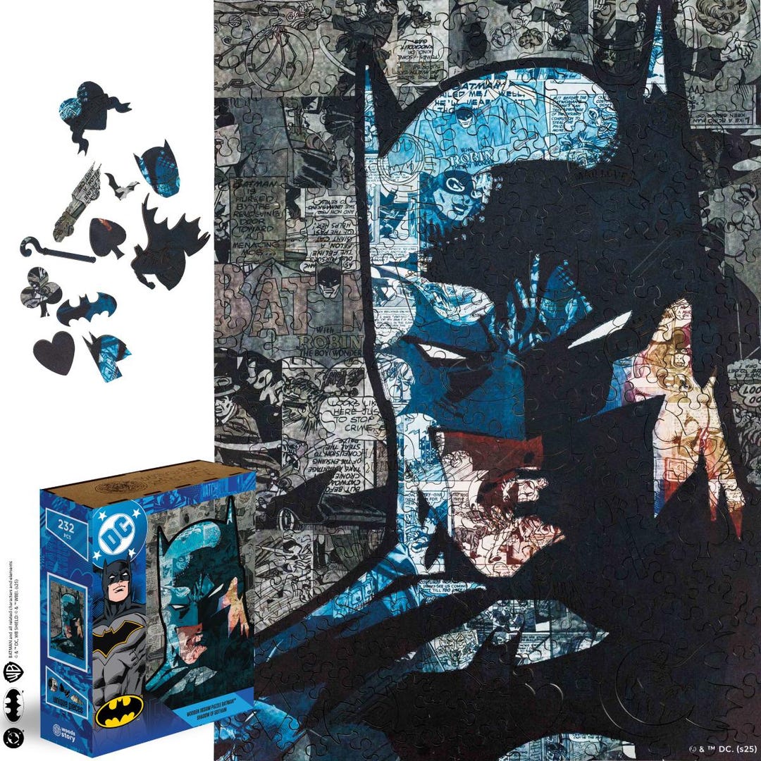 Wooden Batman Portrait Jigsaw, Gotham City Puzzle Gift, Wall Art Decor ...