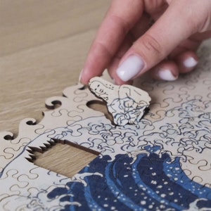 Wooden Jigsaw Puzzle the Great Wave off Kanagawa, Hokusai Japanese ...