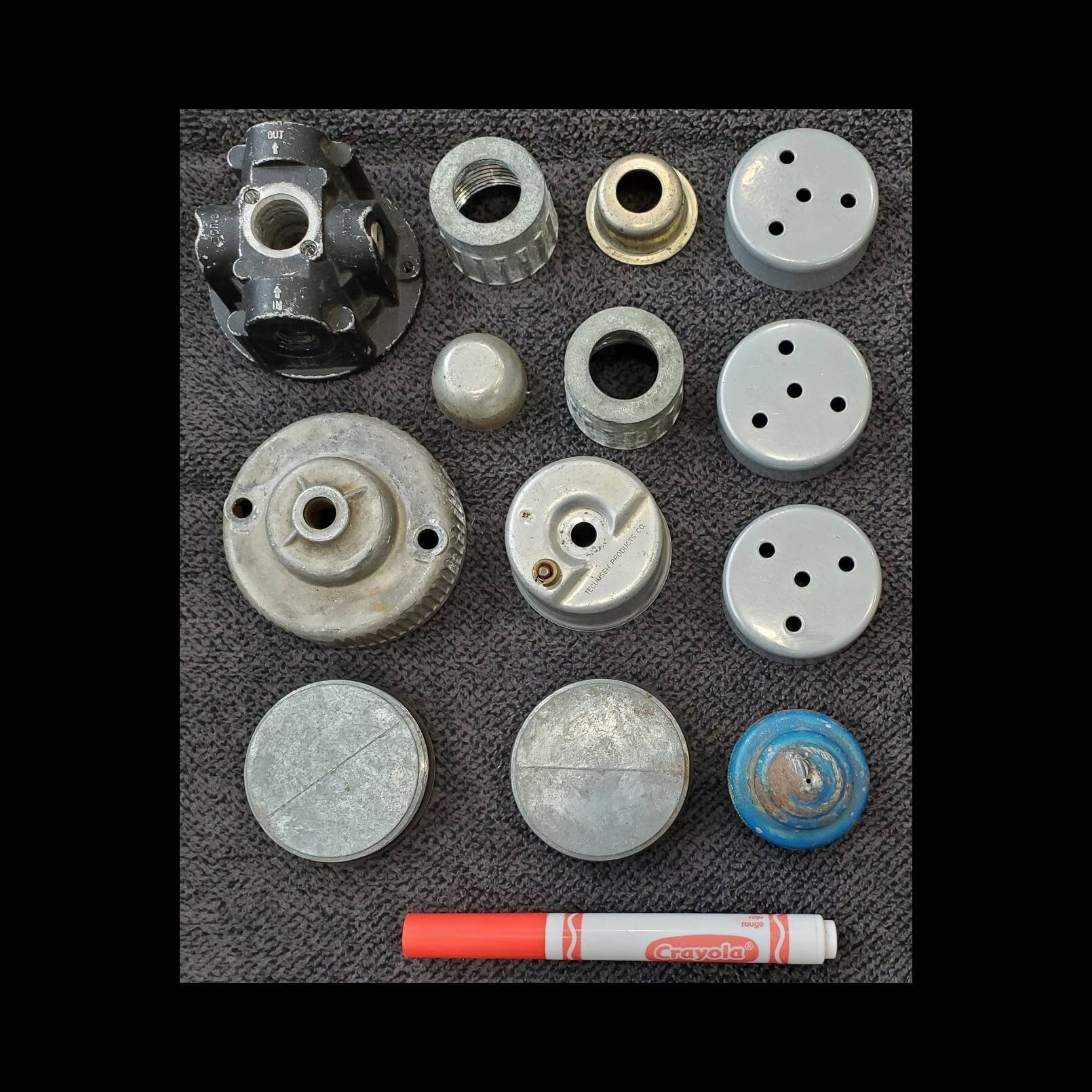 Mixed Lot of 13 Random Metal Parts Robot Parts Circles Metal Scrap Caps ...