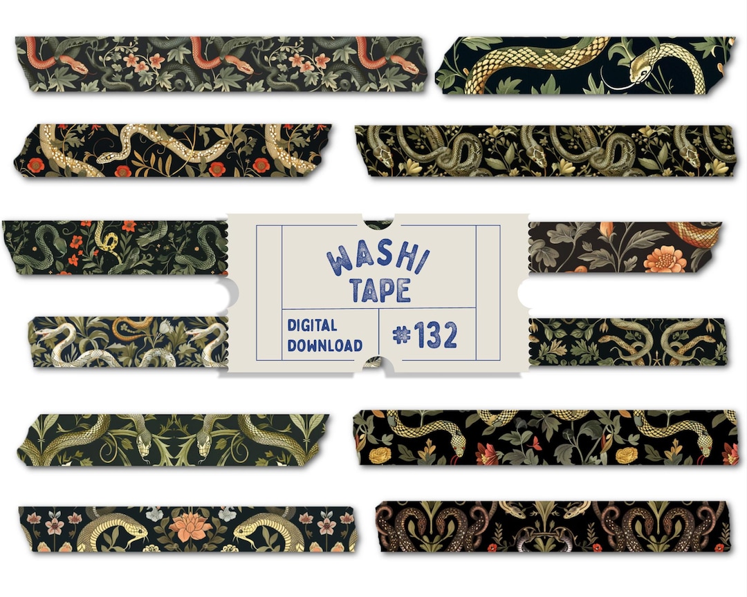 Gothic Snakes Washi Tape, Morris Style Snake Digital Washi Tape ...