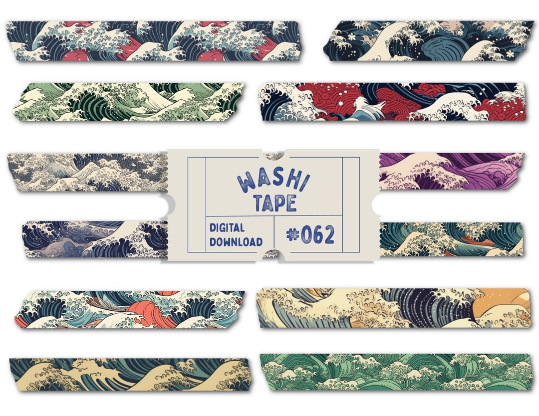 The Great Wave Washi Tape, Japanese Digital Washi Tape, Planner Tapes ...