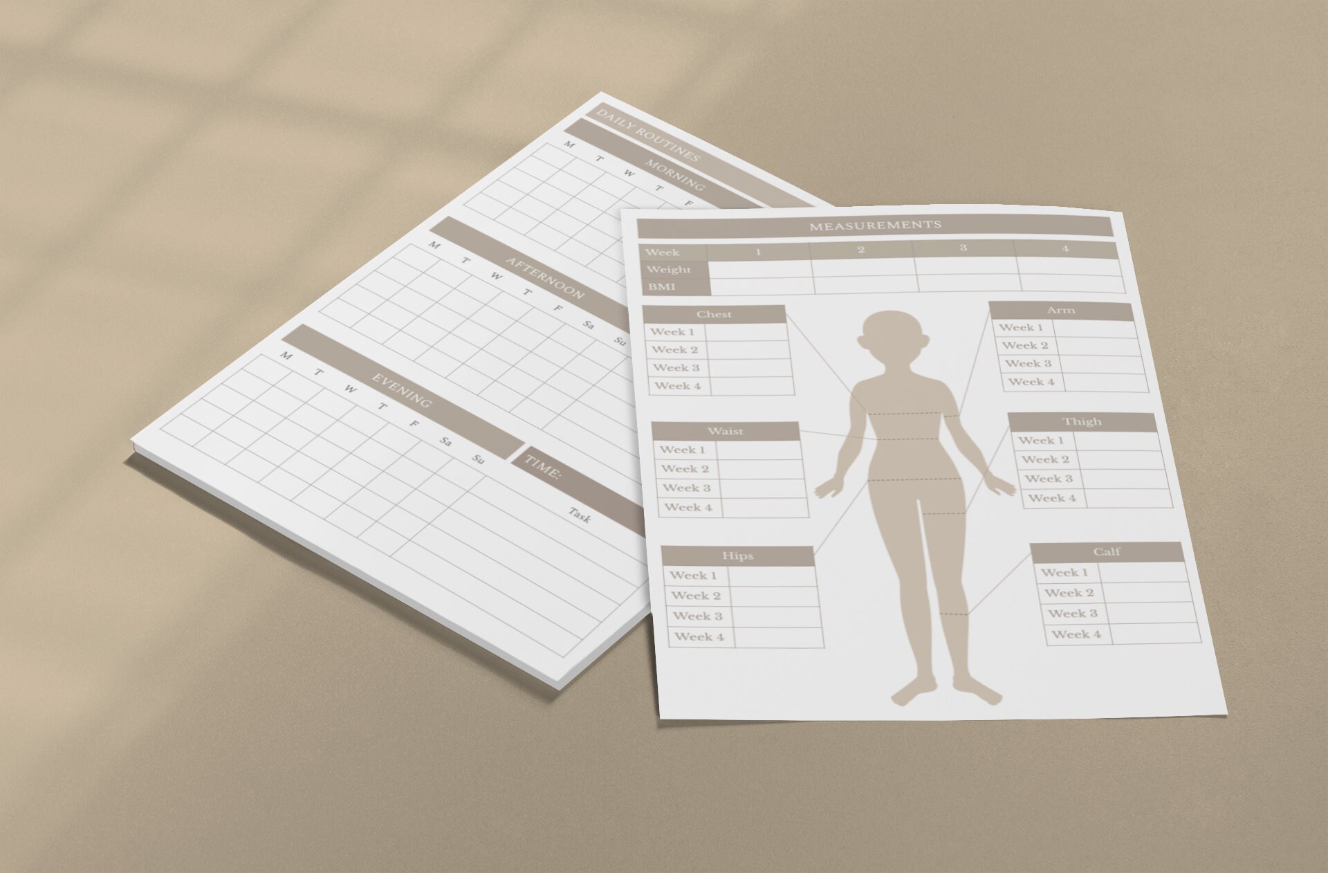 Body Measurements Monthly Chart | Digital File | Instant Download ...