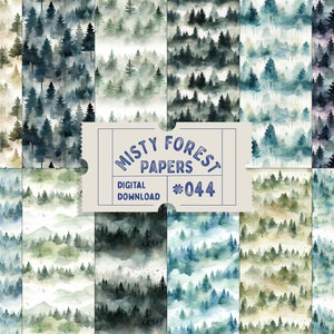 Misty Forest Seamless Patterns Digital Paper, Watercolour Style Nature ...