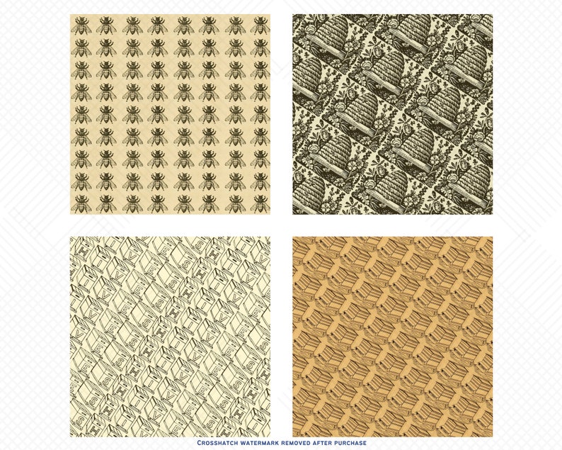Bee Papers, Digital Paper Pack, Honey Bee Scrapbook Papers, Bee Keeping ...