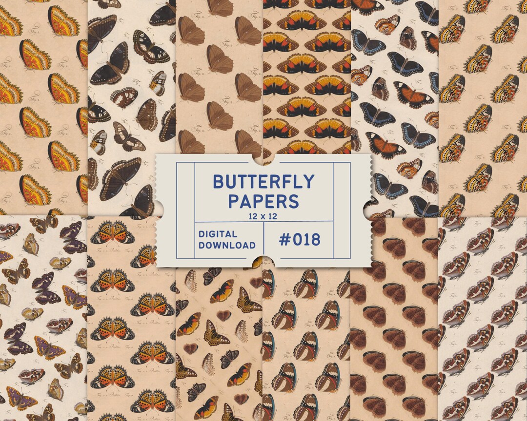 Digital Butterfly Paper, Butterflies Scrapbook Papers Pack, Repeated ...