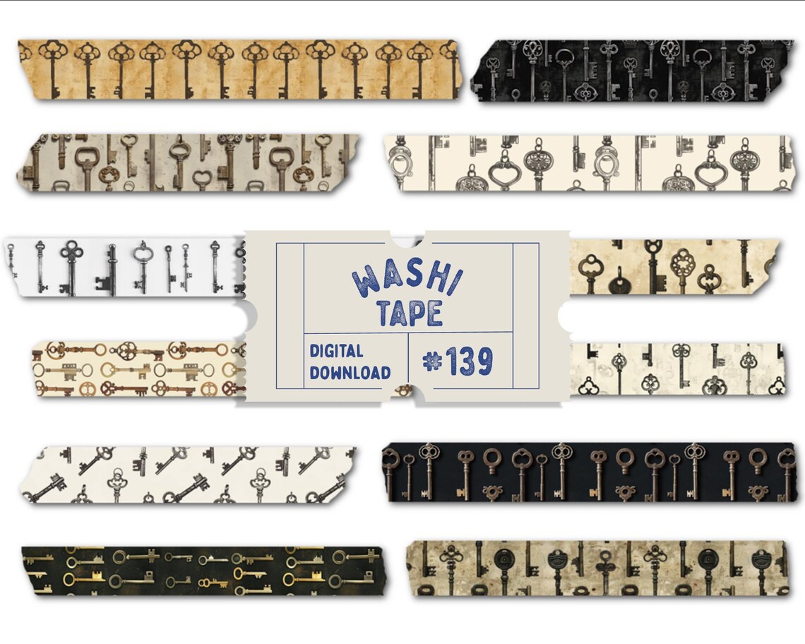 Vintage Key Washi Tape, Lost Key Washi Tape, Hecate Witch Planner Tapes ...