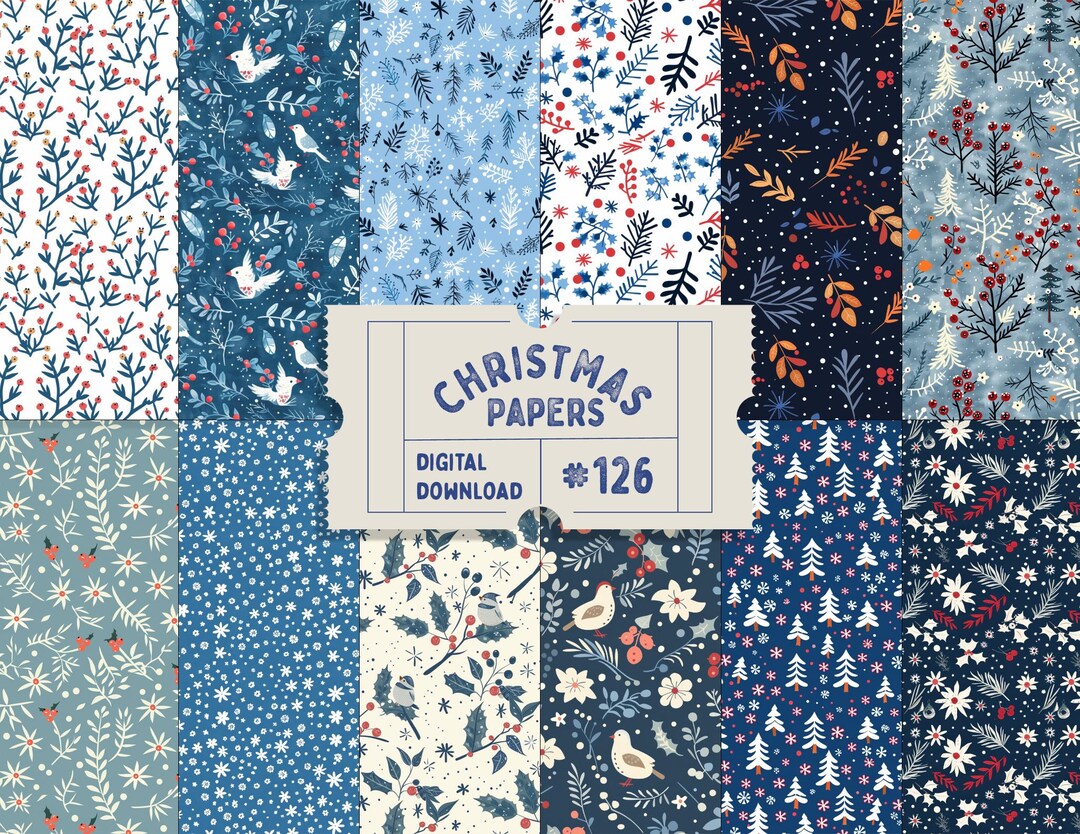 Christmas Papers, Christmas Nature Seamless Patterns, Christmas Themed ...