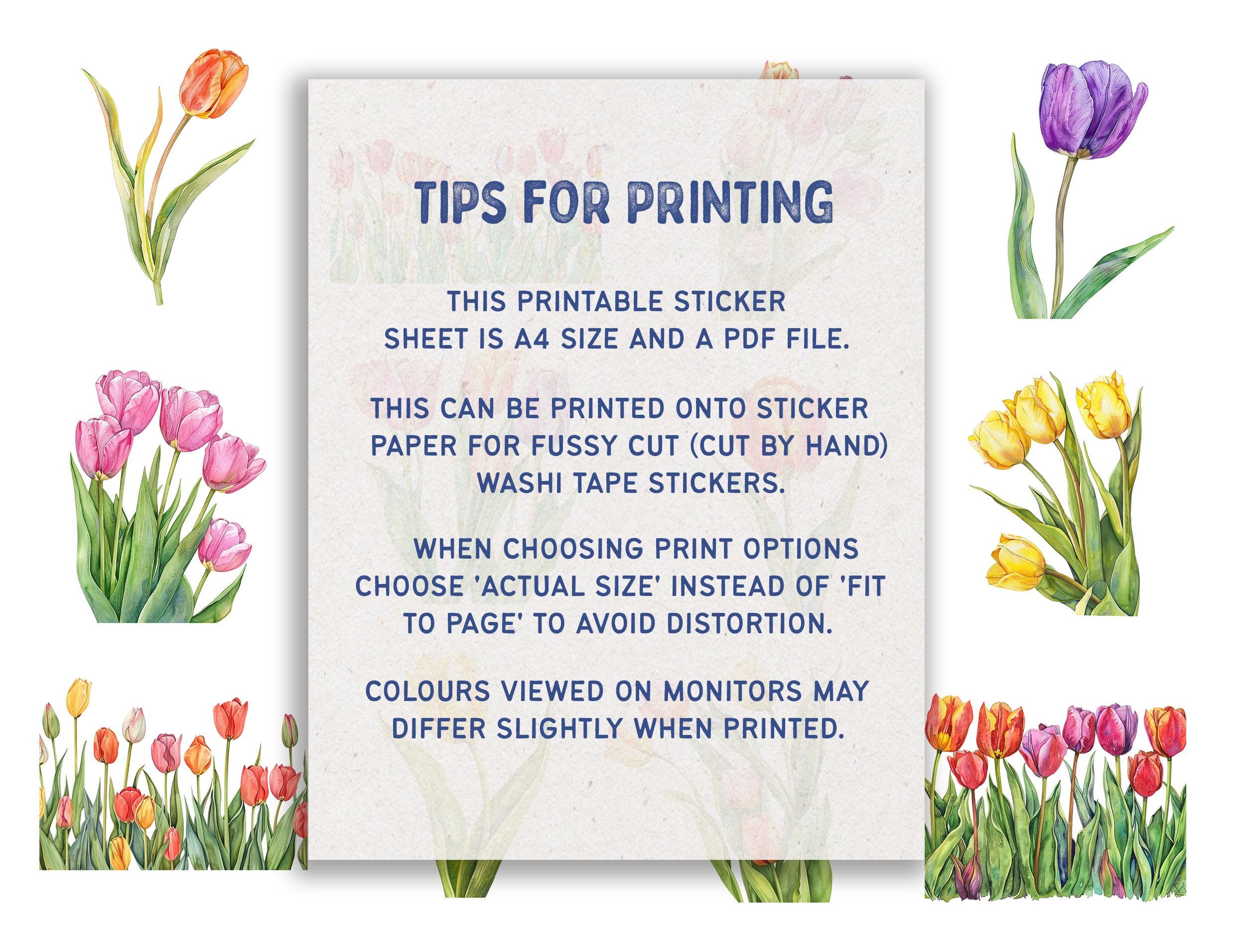 Fussy Cut Tulip Stickers Printable Wildflower Floral Stickers for ...
