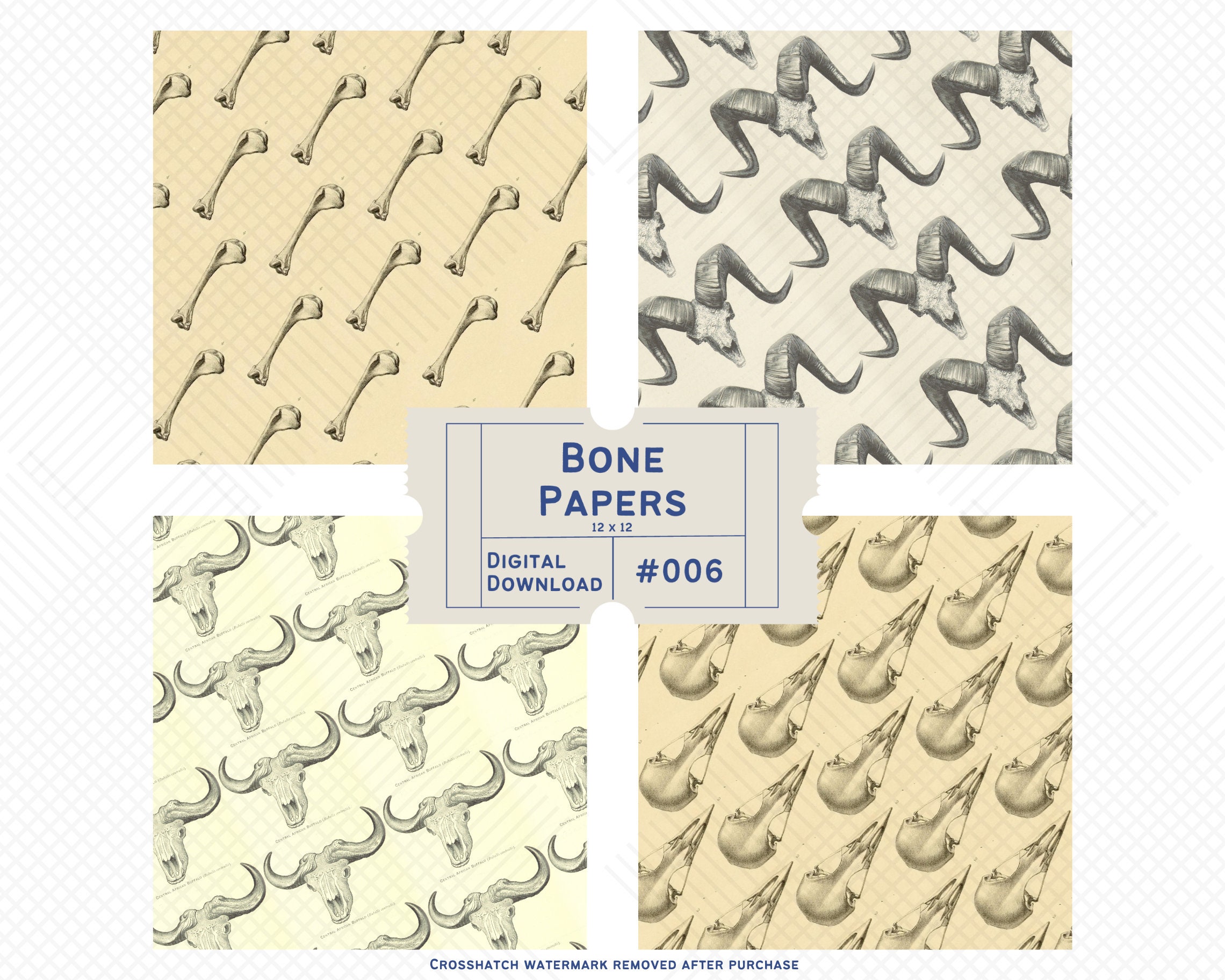Skull and Bones Digital Paper, Dark Academia Scrapbook Papers Pack ...