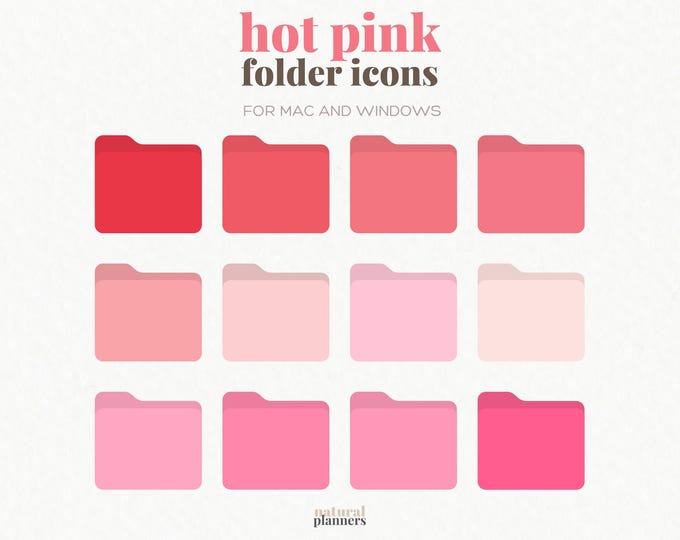Pink Glitter Folder Icon Pack for Mac and Windows, Magenta Glitz & Glam ...