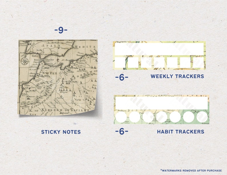 Map Digital Planner Stickers, Vintage Map Goodnotes Stickers, Travel ...