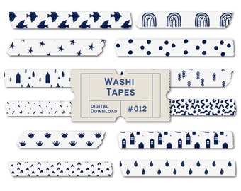Digital Washi Tape Clipart BLUE PINK FLORAL, Graphics With Floral Polka ...