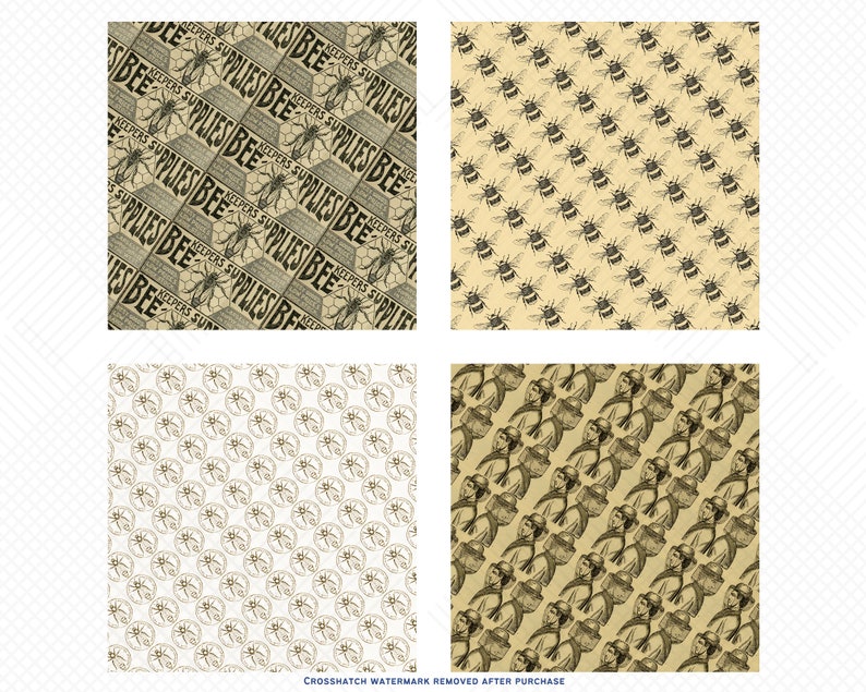Bee Papers, Digital Paper Pack, Honey Bee Scrapbook Papers, Bee Keeping ...