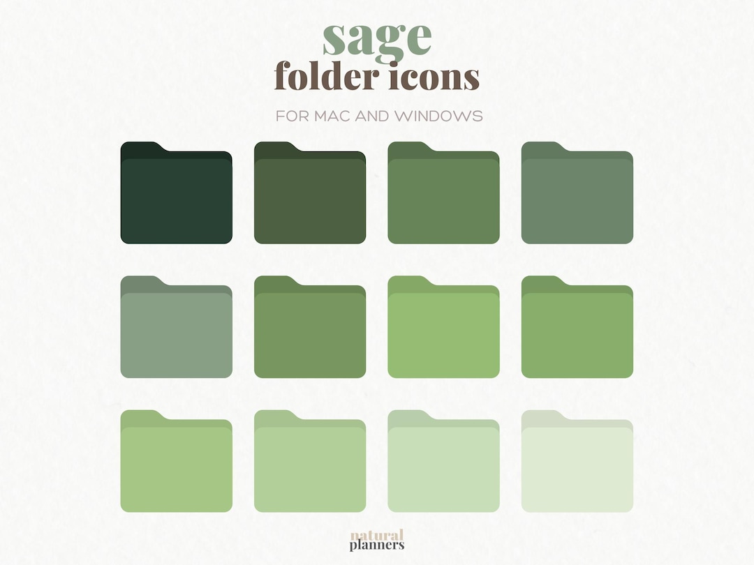 Sage Green Folder Icons, Mac Folder Icons, Windows Folder Icons, Green ...
