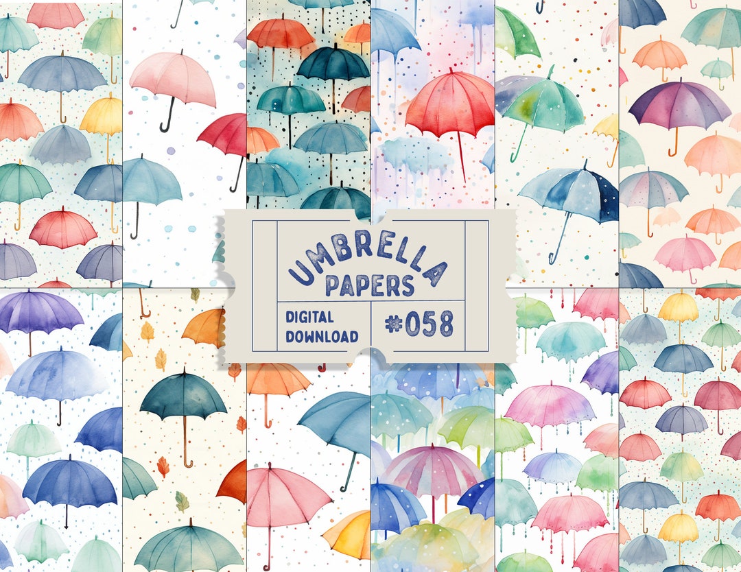 Rainy Day Umbrellas Seamless Pattern Paper Digital - Etsy