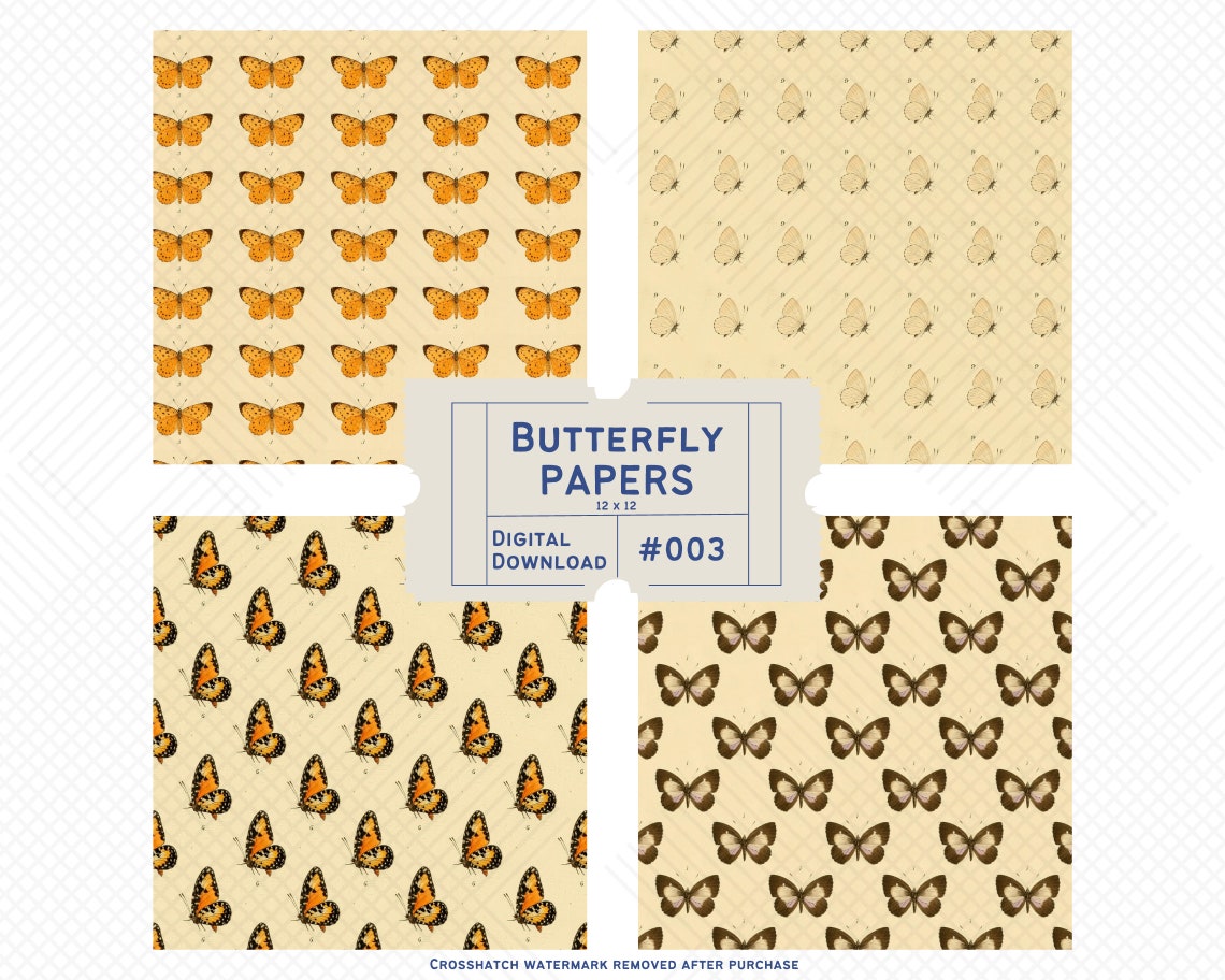 Digital Butterfly Paper, Butterflies Scrapbook Papers Pack, Repeated ...