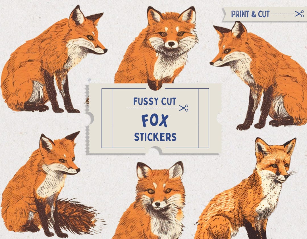 Fussy Cut Foxes, Digital Collage Sheet, Cut by Hand Watercolour ...