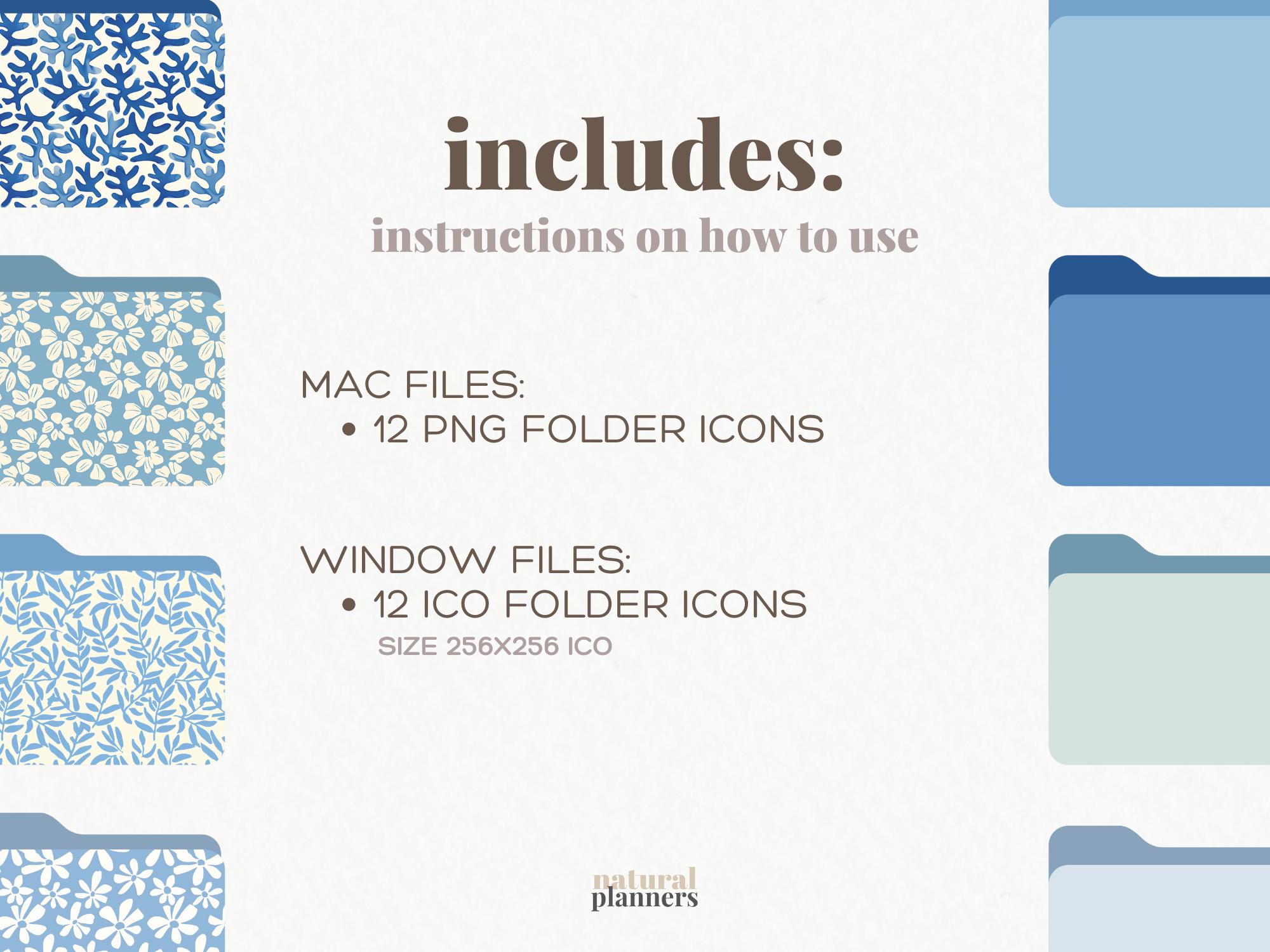 Blue Boho Folder Icons, Mac Folder Icons, Windows Folder Icons, Matisse ...
