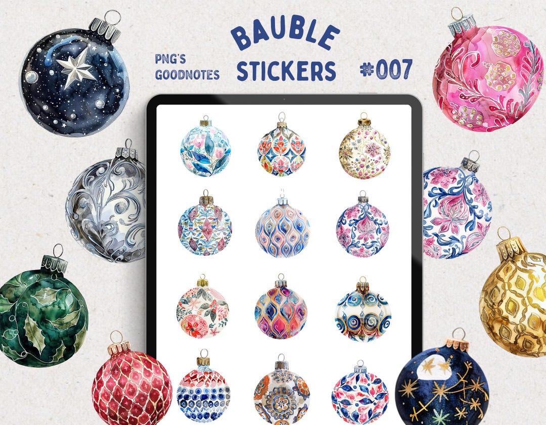 Goodnotes Digital Stickers, Christmas Bauble Stickers, Digital ...