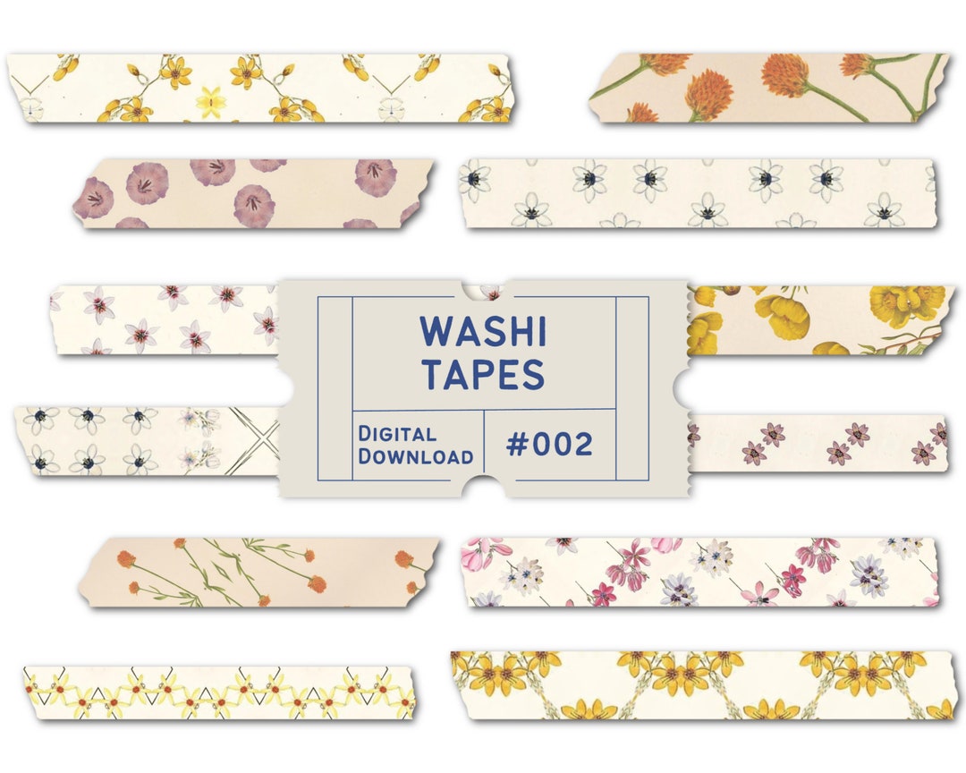 Digital Washi Tape, Clip Art, Floral Patterns, Flower Print, Vintage ...
