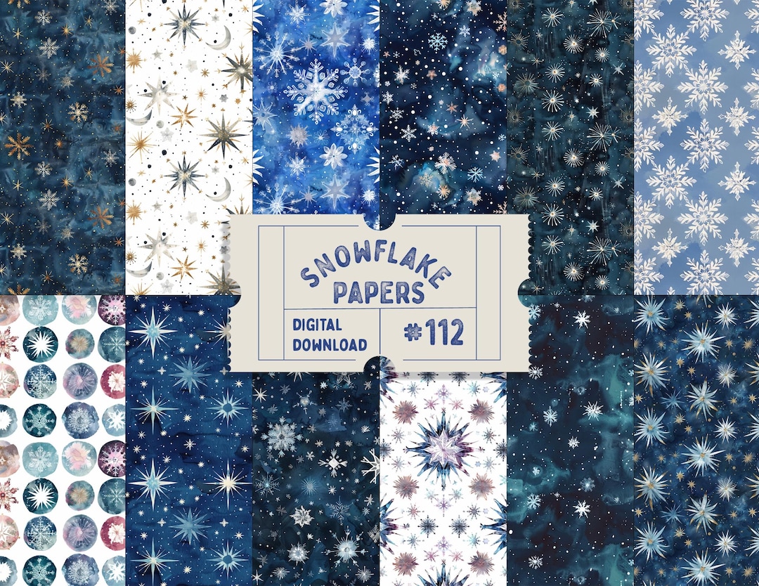 Snowflake Papers, Snowy Christmas Seamless Patterns, Christmas Winter ...