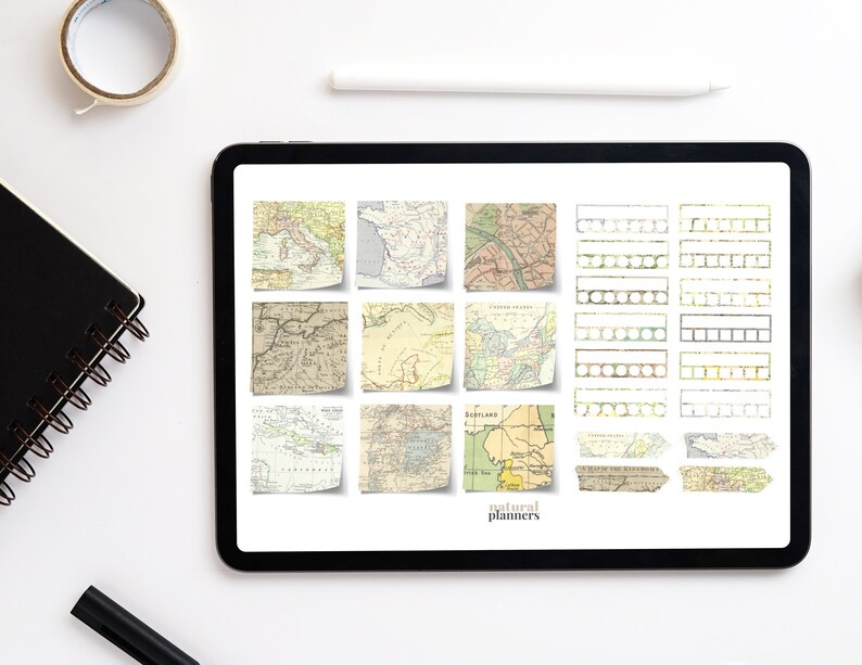 Map Digital Planner Stickers, Vintage Map Goodnotes Stickers, Travel ...