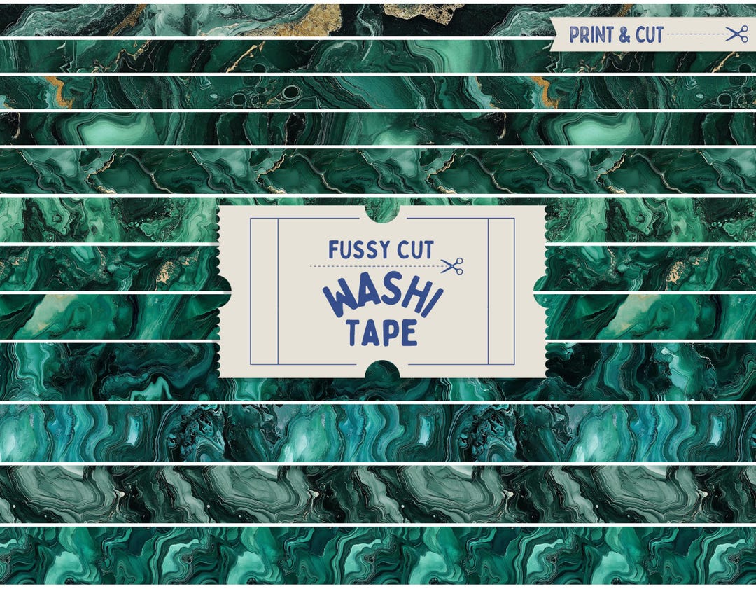 Green Marble Fussy Cut Washi Tape, Malachite Print and Cut Washi Tape ...