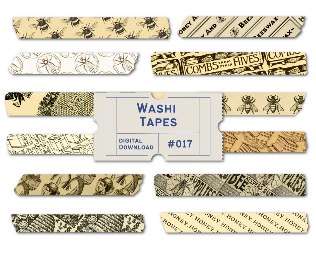 Bee Washi Tape, Digital Washi Tape, Bee Patterned Washi, Honey Bee ...