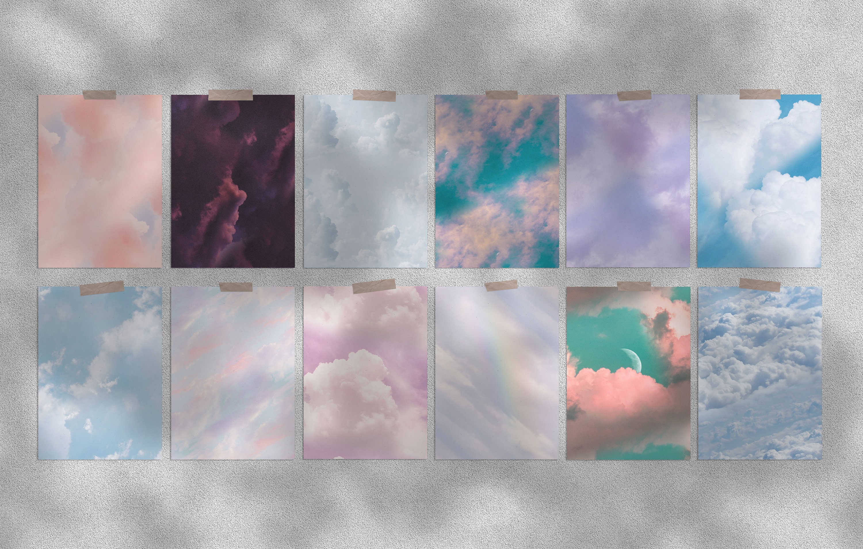 Cloud Sky Papers, Sky Paper Pack, Digital Scrapbook Papers, Junk ...