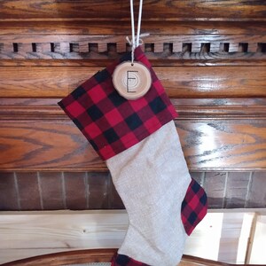 Rustic Stocking Tag Wood Slice Letter Tag Country Christmas Stocking ...