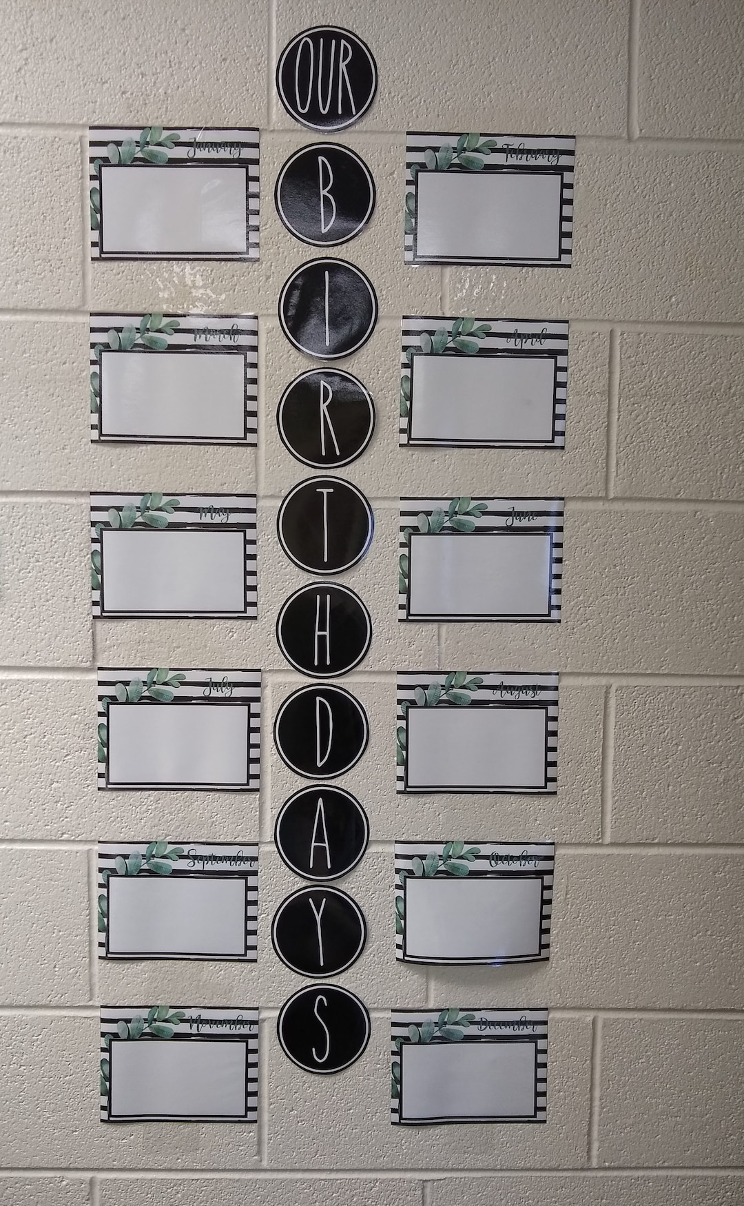 Farmhouse Classroom Decor Black & White Birthday Bulletin Board Display ...