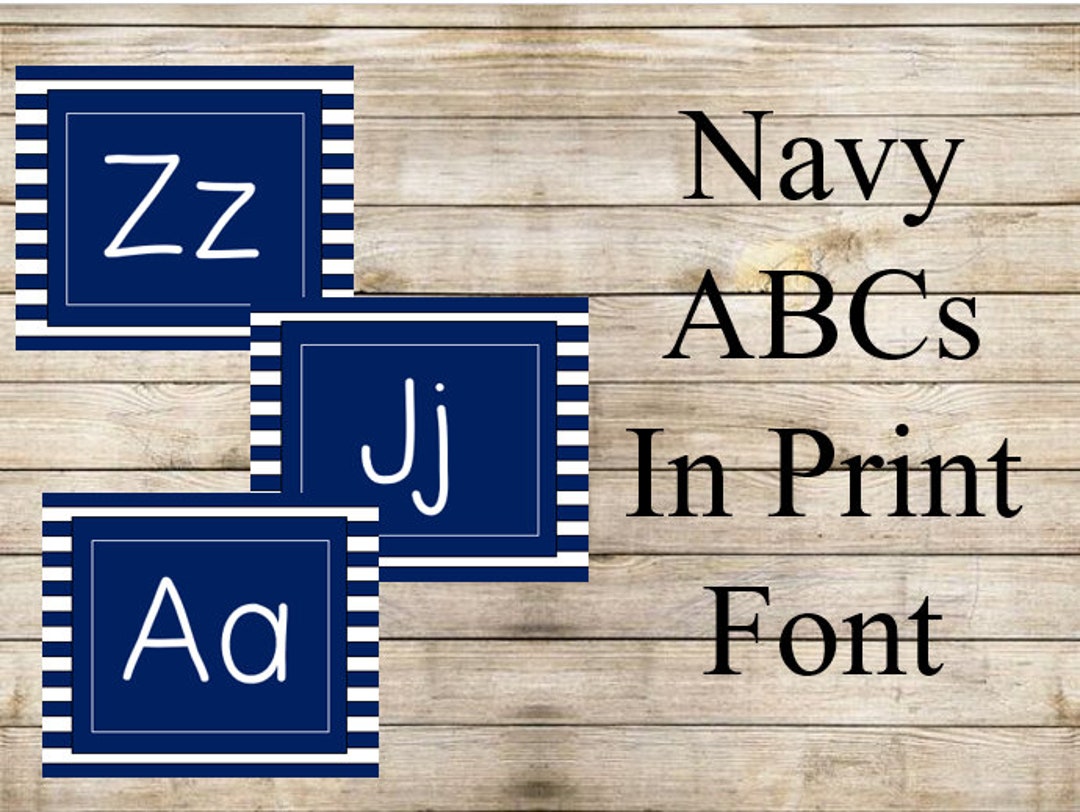 Navy Classroom Display in Print Printable Alphabet Cards for Blue and ...