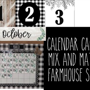 Farmhouse Classroom Calendar Cards Set Rustic Classroom Calendar Cards ...