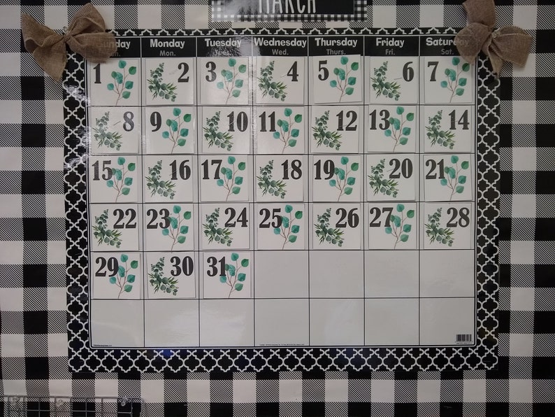 Farmhouse Classroom Calendar Cards Rustic Classroom Calendar | Etsy