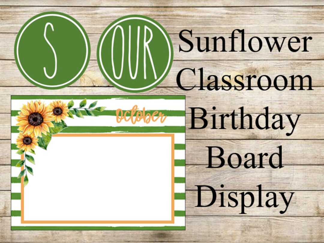 Classroom Happy Birrhday Poster Sunflower Birthday Bulletin Board ...