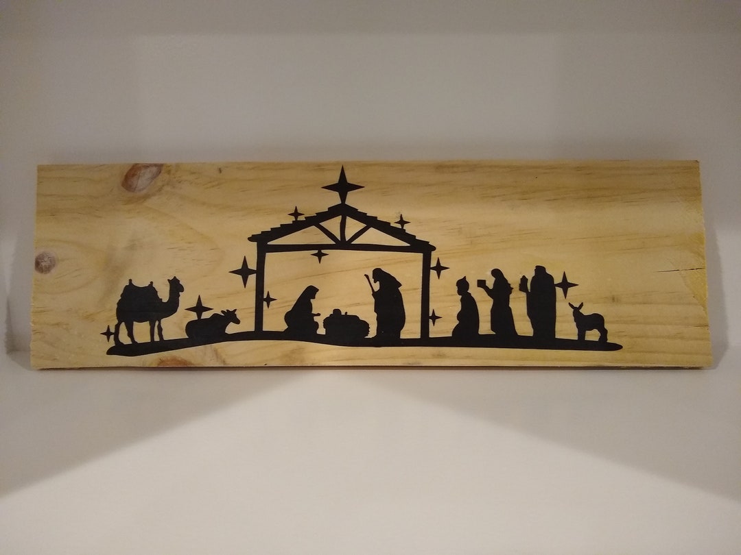 Nativity Wood Sign Rustic Christmas Decor Sign Nativity Christian ...